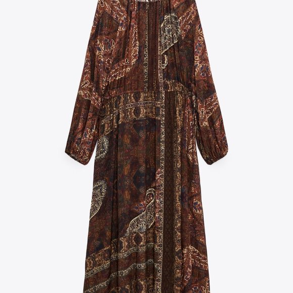 Zara Dresses Nwt Zara Maxi Bohemian Long Sleeve Dresszara Maxi Printed Dress Poshmark